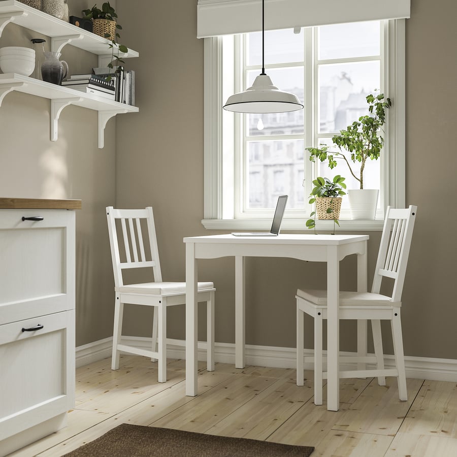 HAUGA / STEFAN table and 2 chairs, white/white, 74x74 cm - IKEA