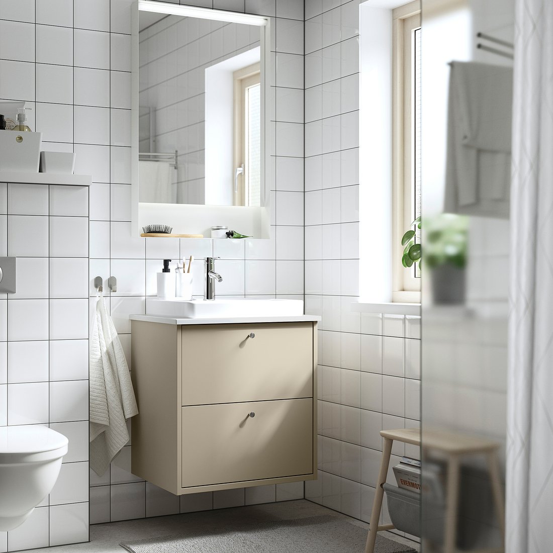 HAVBÄCK / ORRSJÖN wash-stnd w drawers/wash-basin/tap, beige/white ...