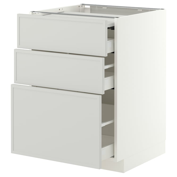 METOD / MAXIMERA bc w pull-out work surface/3drw, white/Aspudden light ...