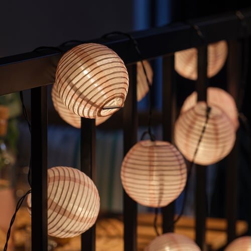 SOLVINDEN LED lighting chain with 12 lights, battery-operated pink - IKEA