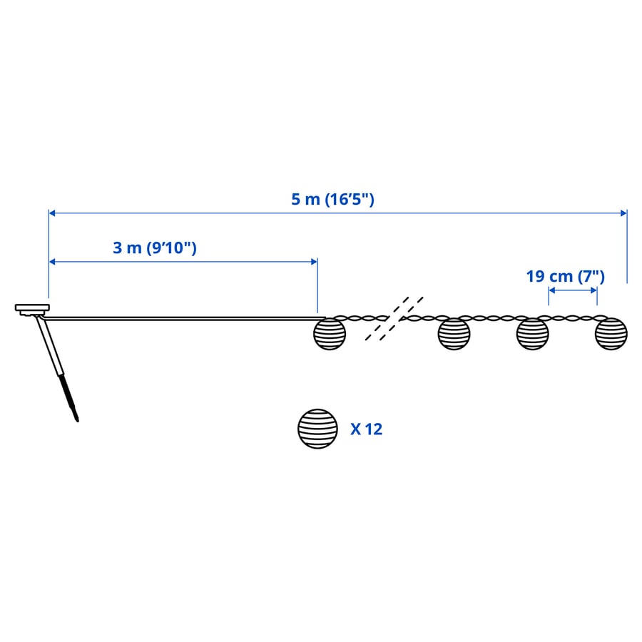 SOLVINDEN LED lighting chain with 12 lights, solar-powered outdoor/red ...