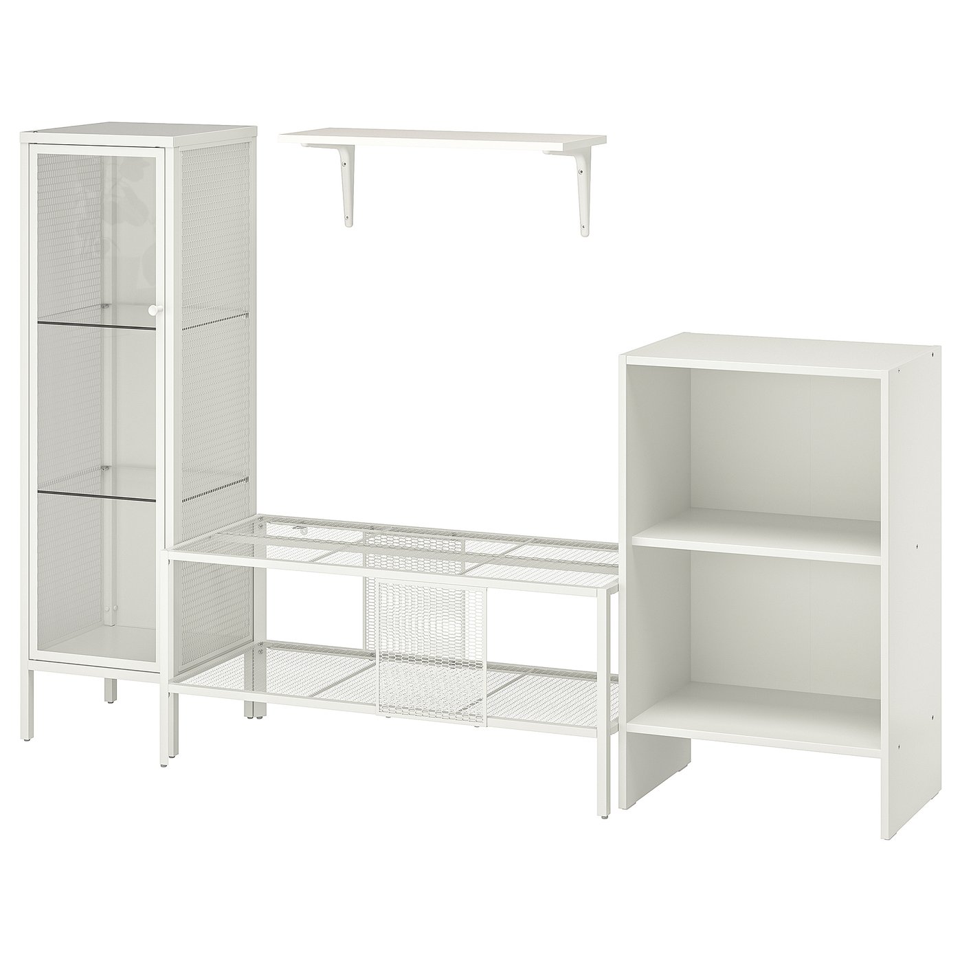 BAGGEBO บักเกบู ชุดตู้วางทีวี, โลหะ/ขาว, 174x35x116 ซม. - IKEA