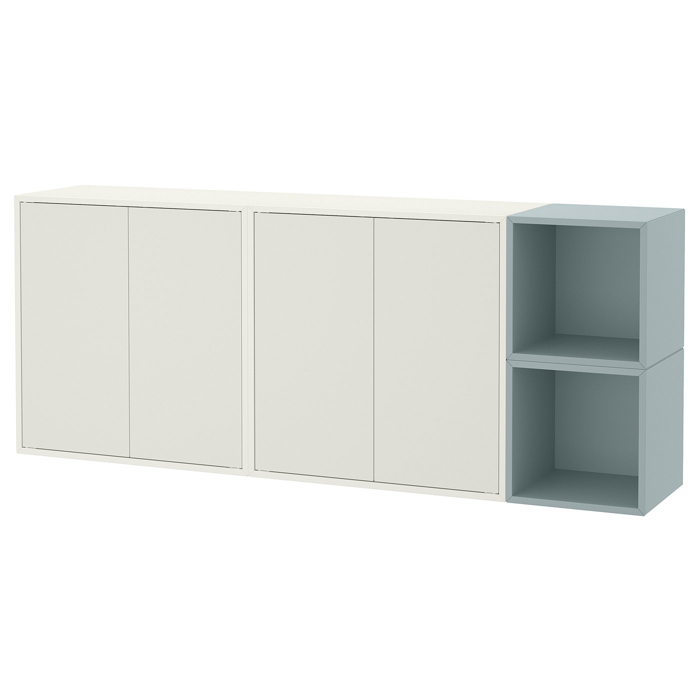 EKET เอียคเกท ชุดตู้แขวนผนัง, ขาว/เทาอ่อน-น้ำเงิน, 175x35x70 ซม. - IKEA