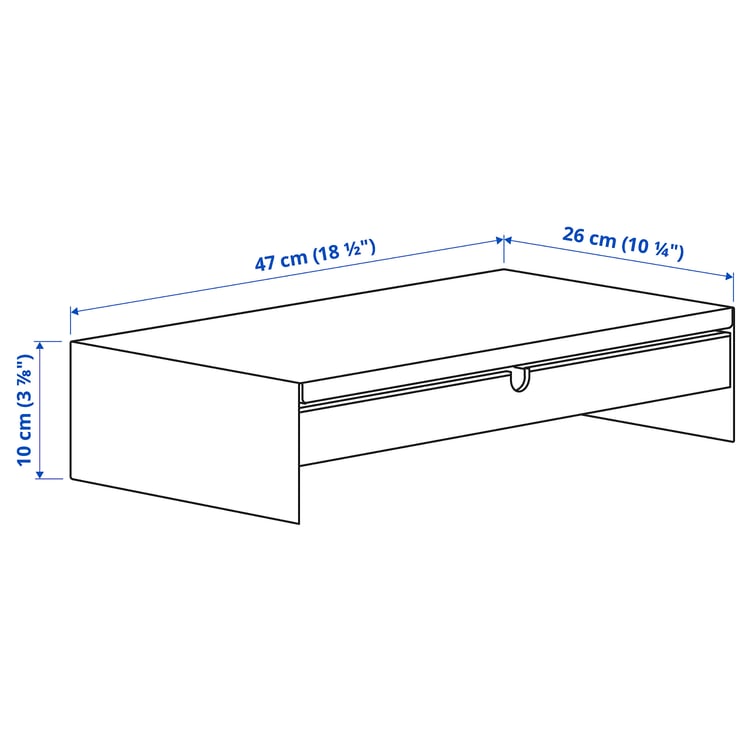 ELLOVEN เอลโลเวน ชั้นวางจอคอมพร้อมลิ้นชักเก็บของ, ขาว - IKEA