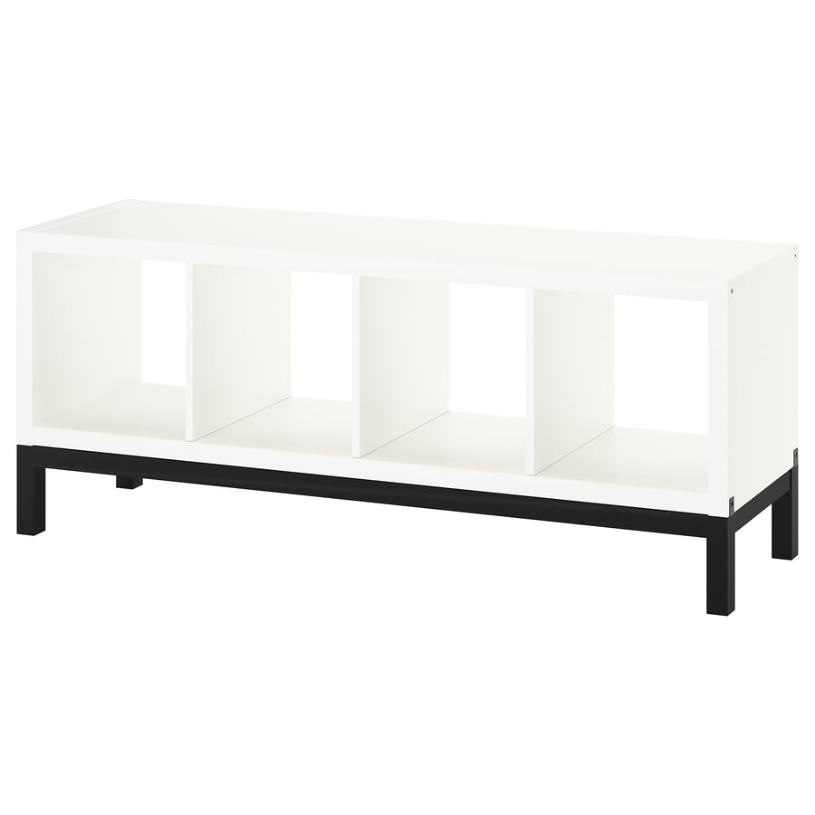 KALLAX คอลแล็กซ์ ชั้นวางของพร้อมโครงขา, ขาว/ดำ, 147x59 ซม. - IKEA