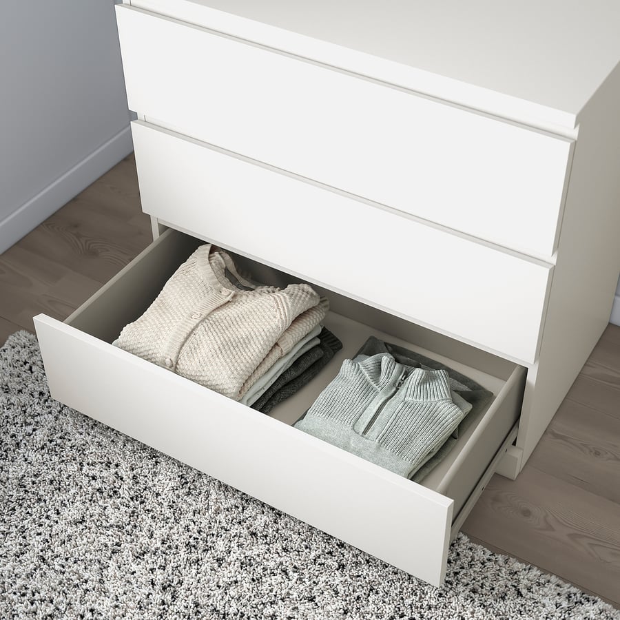 MALM มาล์ม ตู้ 3 ลิ้นชัก, ขาว, 80x78 ซม. - IKEA