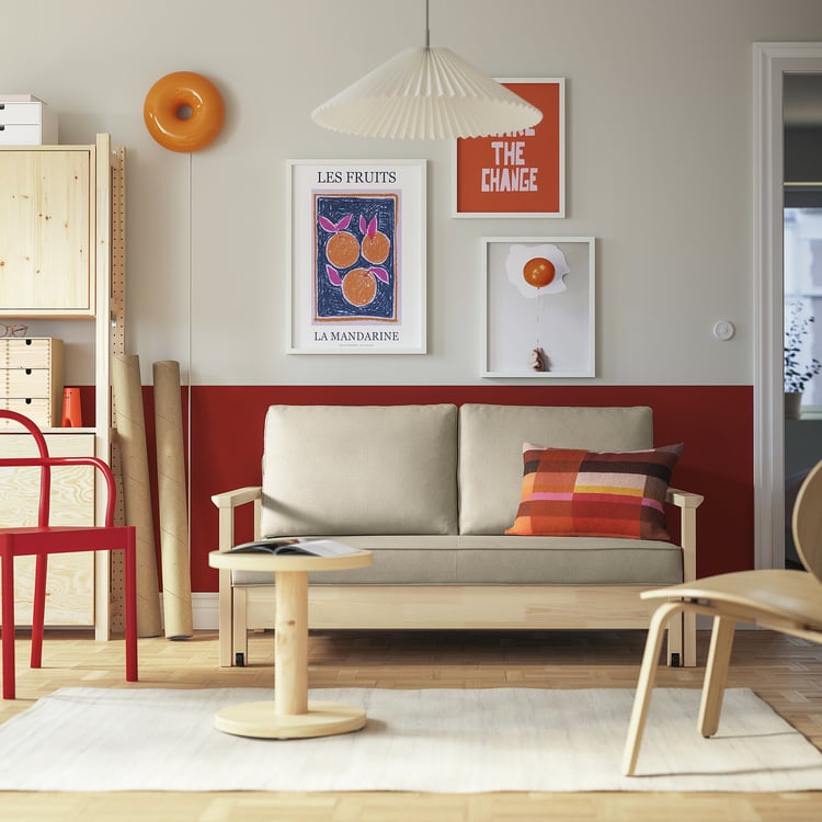 TORNSBORG ทูร์นบอร์ย โซฟาเบด 2 ที่นั่ง, นักเก็น เบจ/ไม้สน - IKEA