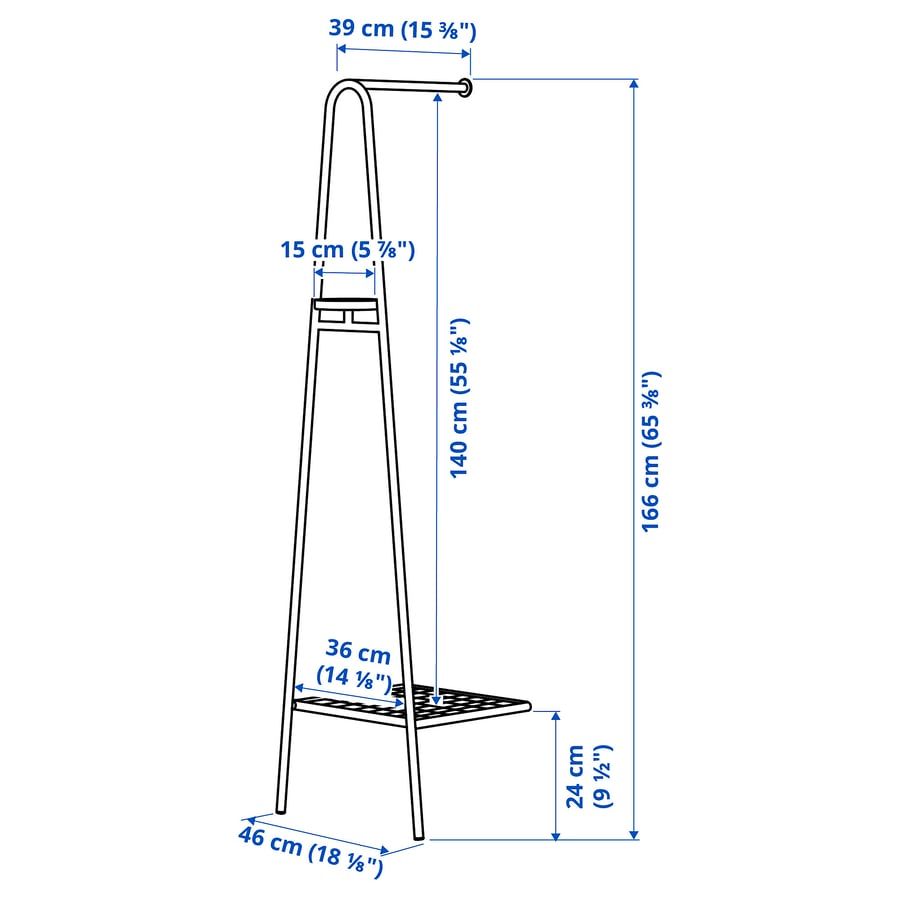 ÄLGANÄS clothes rack with shoe storage, black, 181/8x153/8x653/8" - IKEA