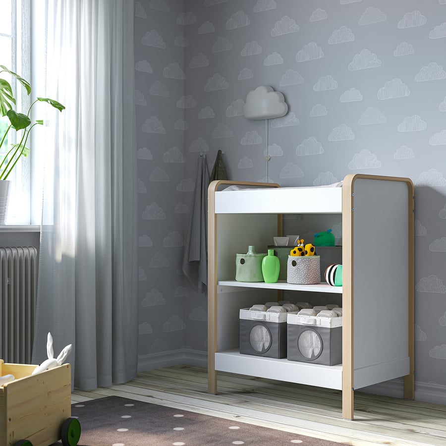 ÄLSKVÄRD changing table, birch/white - IKEA