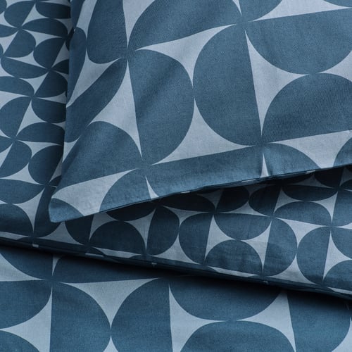 ÄNGSNEJLIKA duvet cover and pillowcase(s), dark blue/light blue, King ...