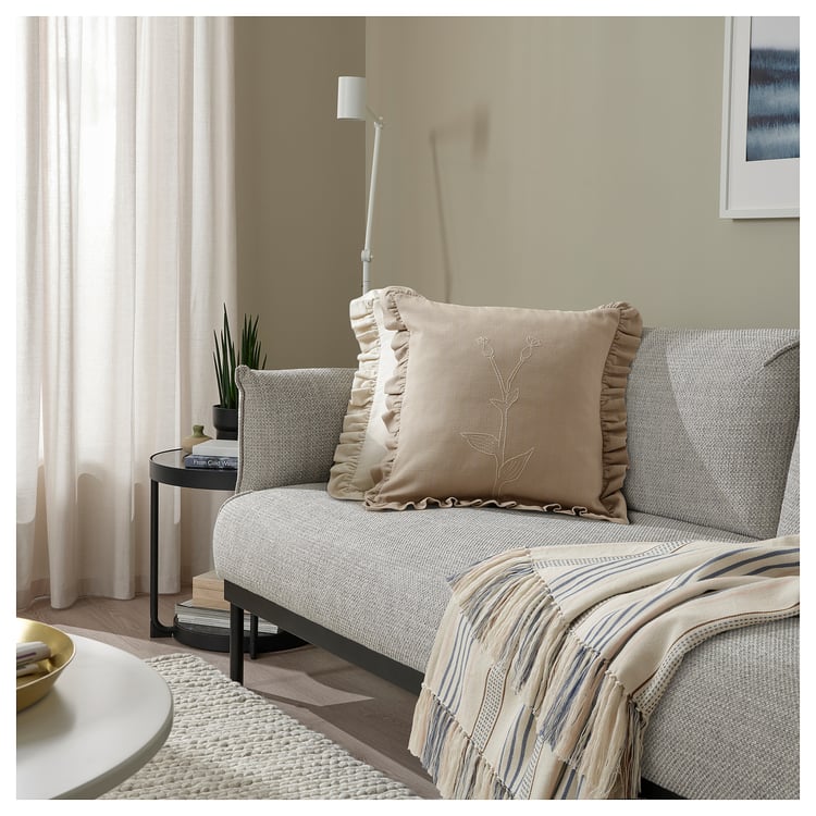 ÅKERNEJLIKA cushion cover, beige/embroidery, 20x20" - IKEA