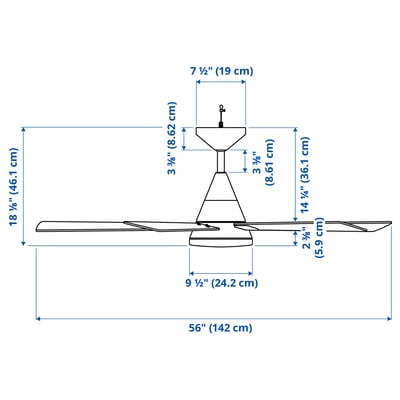 AKTERTOFTER LED ceiling fan with light, dimmable/wood effect silver ...