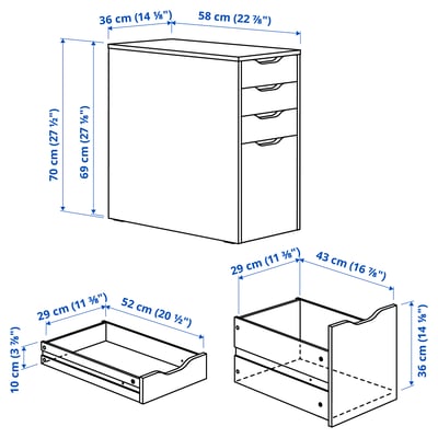 ALEX drawer unit/drop file storage, black-brown, 141/8x271/2" - IKEA