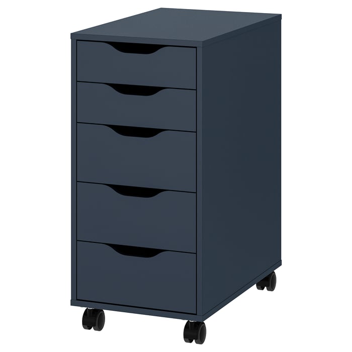 ALEX drawer unit on casters, black-blue, 141/8x297/8" - IKEA