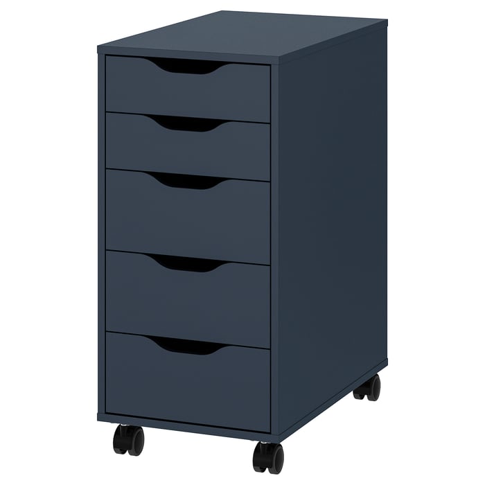 ALEX drawer unit on casters, black-blue, 141/8x297/8" - IKEA