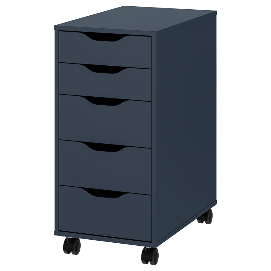 ALEX drawer unit on casters, black-blue, 141/8x297/8" - IKEA