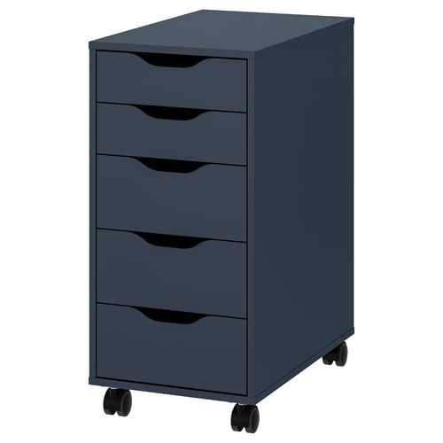 ALEX drawer unit on casters, black-blue, 141/8x297/8" - IKEA