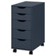 ALEX drawer unit on casters, black-blue, 141/8x297/8" - IKEA