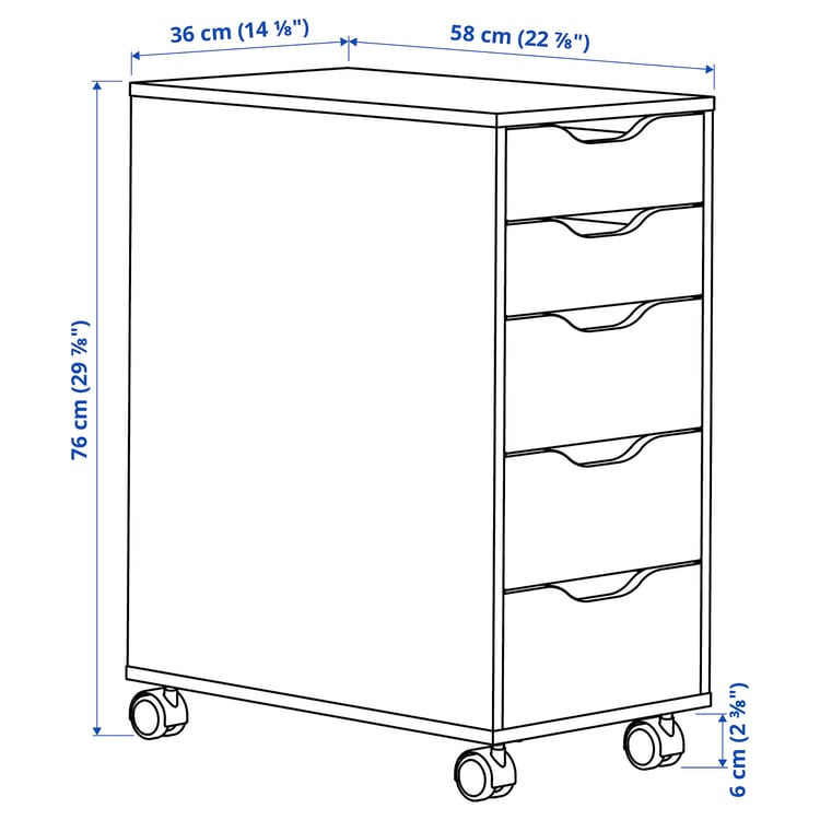 ALEX drawer unit on casters, white/black, 141/8x297/8" - IKEA