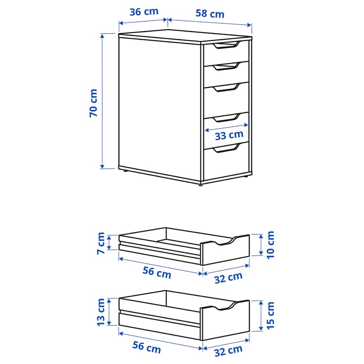 ALEX drawer unit, white, 141/8x271/2" - IKEA