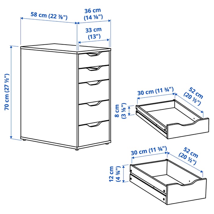 ALEX drawer unit, white, 141/8x271/2" - IKEA
