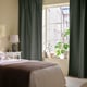 ANNAKAJSA room darkening curtains, 1 pair, dark green/with heading tape ...