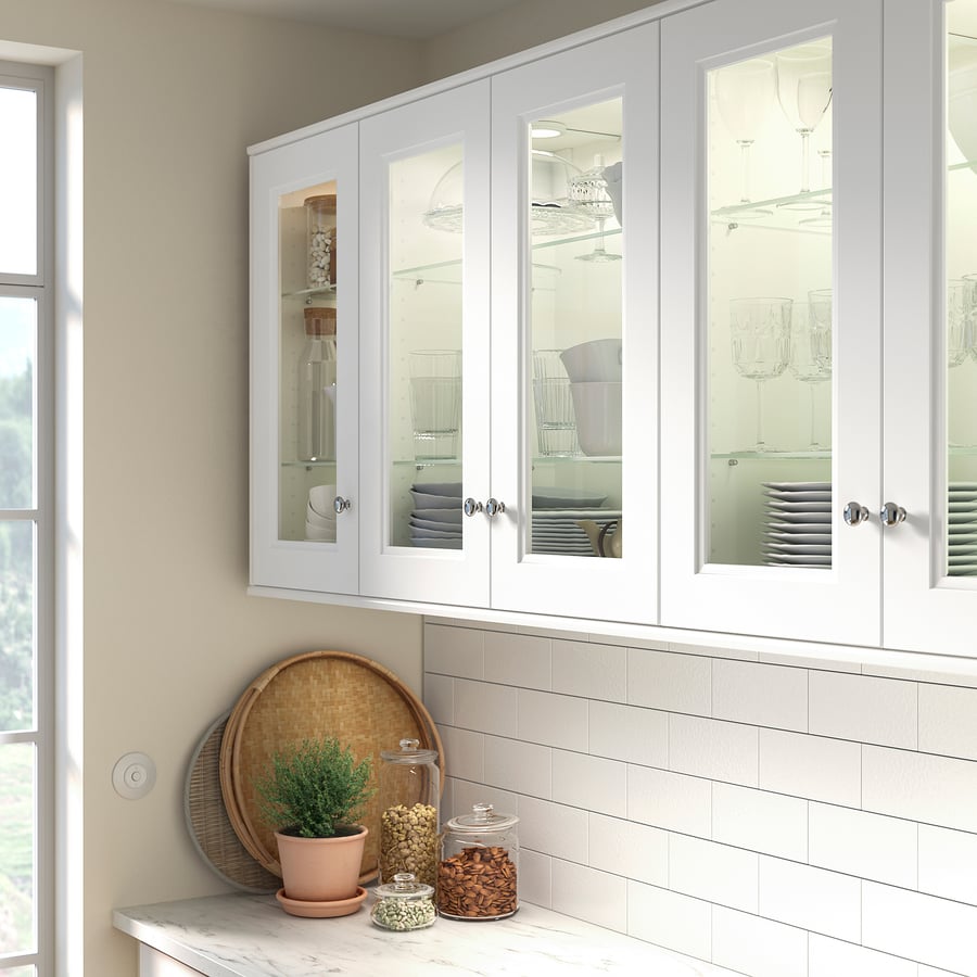 AXSTAD Glass door, matt white, 15x40" - IKEA