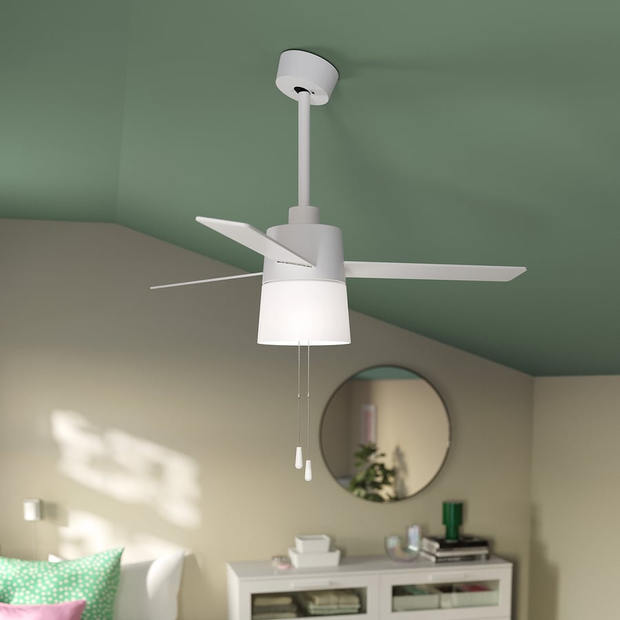 BACKLAG / BRUNALGER ceiling fan w extension downrod, white - IKEA