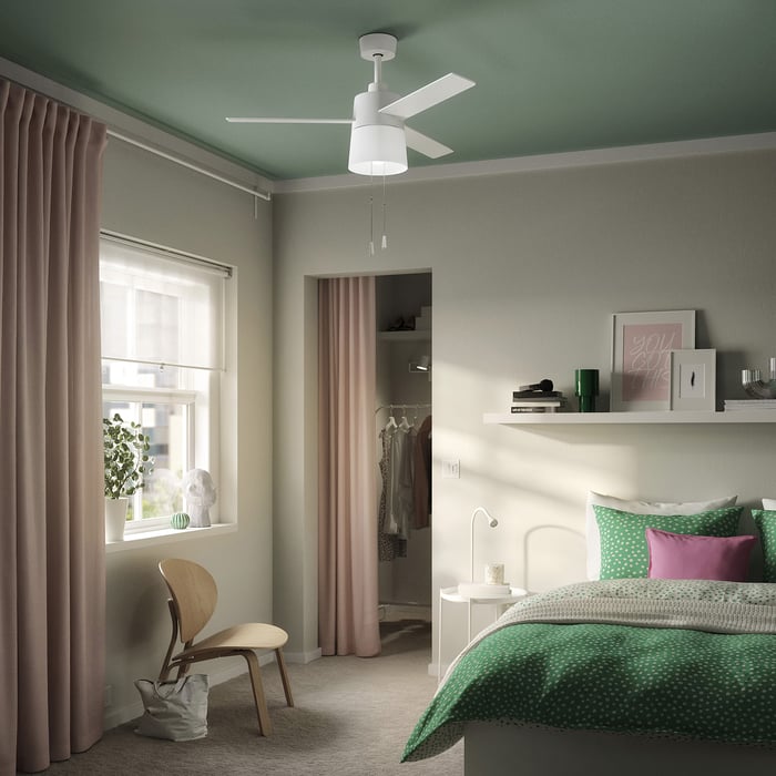 BACKLAG ceiling fan with light, white - IKEA