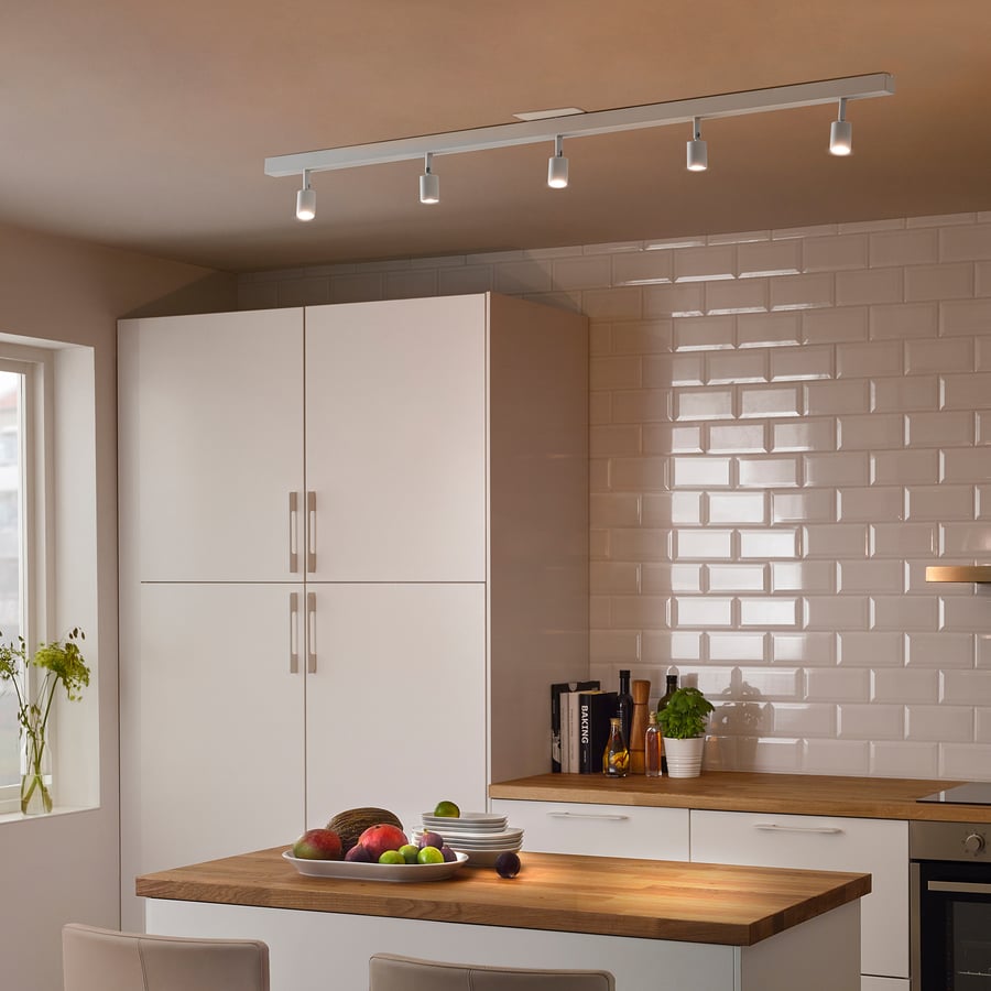 BÄVE LED ceiling track, 5 spots, white - IKEA