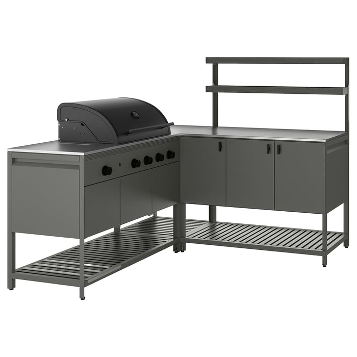BÅTSKÄR outdoor kitchen w gas grill, dark gray, 707/8x707/8x597/8" - IKEA