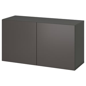 BESTÅ Shelf unit with doors, dark gray/Lappviken dark gray, 471/4x161 ...