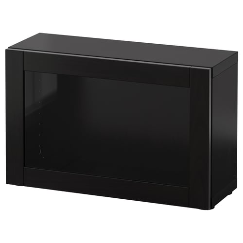 BESTÅ shelf unit with glass door, black-brown/Sindvik black-brown clear ...