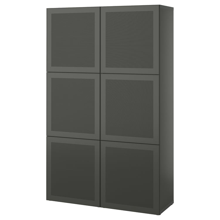 BESTÅ storage combination with doors, dark gray/Mörtviken dark gray ...