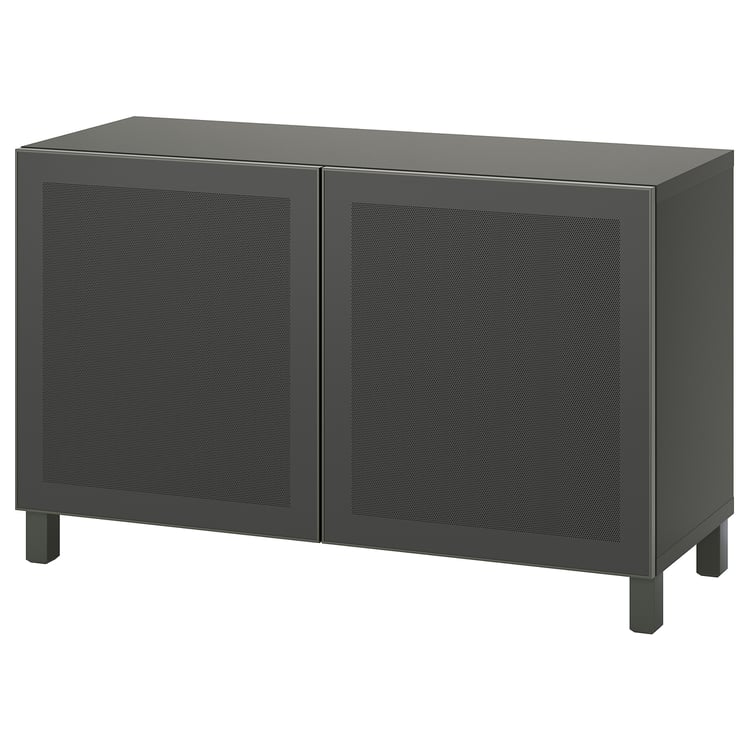 BESTÅ storage combination with doors, dark gray/Mörtviken/Stubbarp dark ...