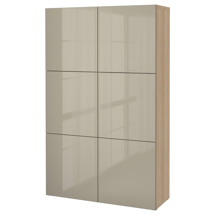 BESTÅ storage combination with doors, white stained oak effect ...