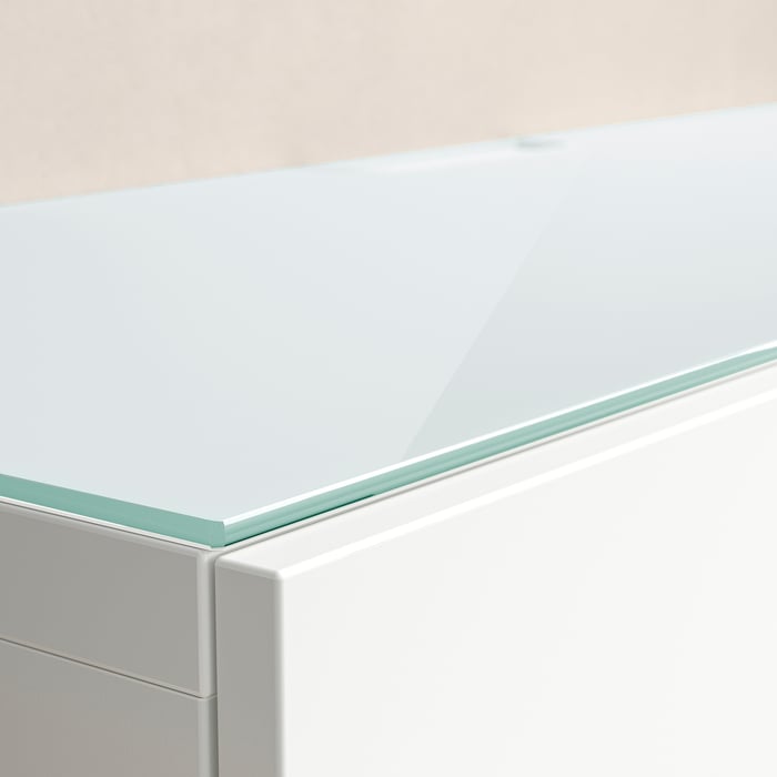 BESTÅ top panel for TV, glass white/light green, 707/8x153/4" - IKEA
