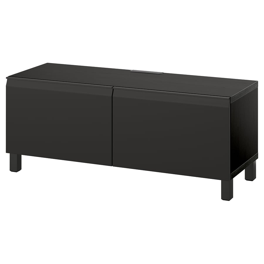 BESTÅ TV bench with doors, black-brown/Hammarsmed/Stubbarp anthracite ...
