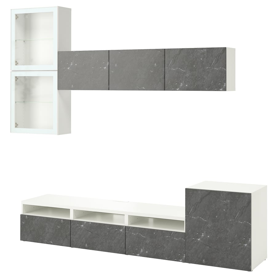 BESTÅ TV storage combination/glass doors, white Glassvik/Bergsviken ...