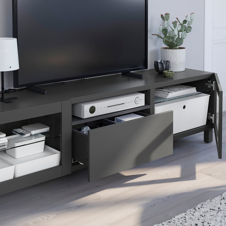 BESTÅ TV unit, dark gray Sindvik/Lappviken/Stubbarp dark gray, 707 ...