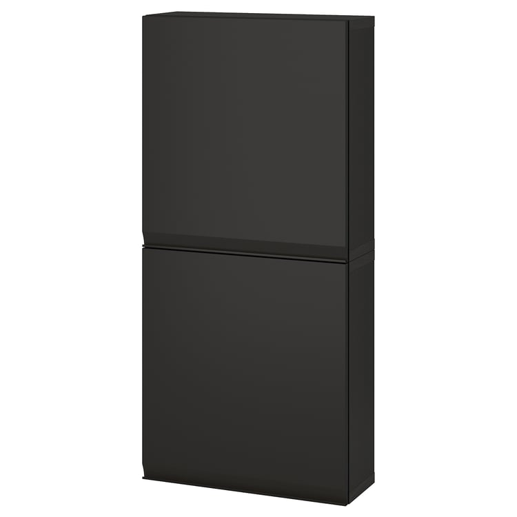 BESTÅ wall cabinet with 2 doors, black-brown/Hammarsmed anthracite, 235 ...