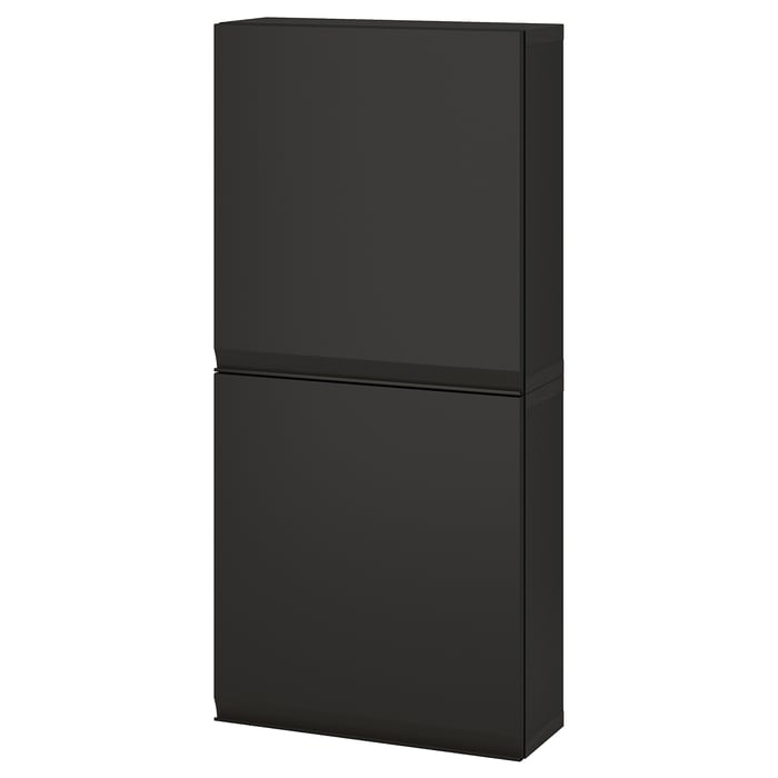 BESTÅ wall cabinet with 2 doors, black-brown/Hammarsmed anthracite, 235 ...