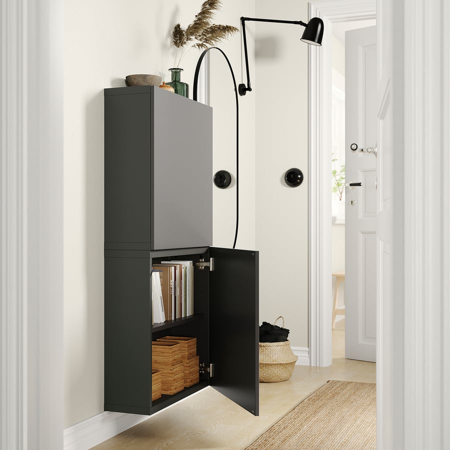 BESTÅ wall cabinet with 2 doors, dark gray/Lappviken dark gray, 235 ...