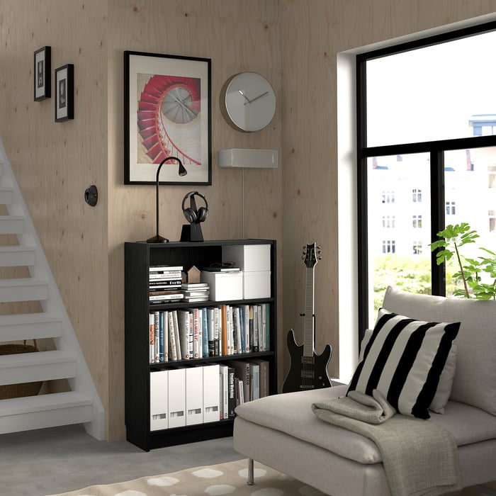 BILLY bookcase, black oak effect, 311/2x11x413/4" - IKEA