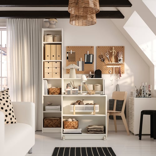 BILLY bookcase comb w foldable table, white, 471/4x791/2" - IKEA