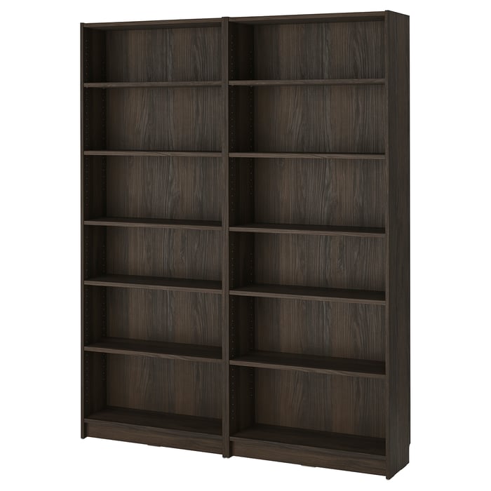 BILLY bookcase combination, dark-brown oak effect, 63x11x791/2" - IKEA
