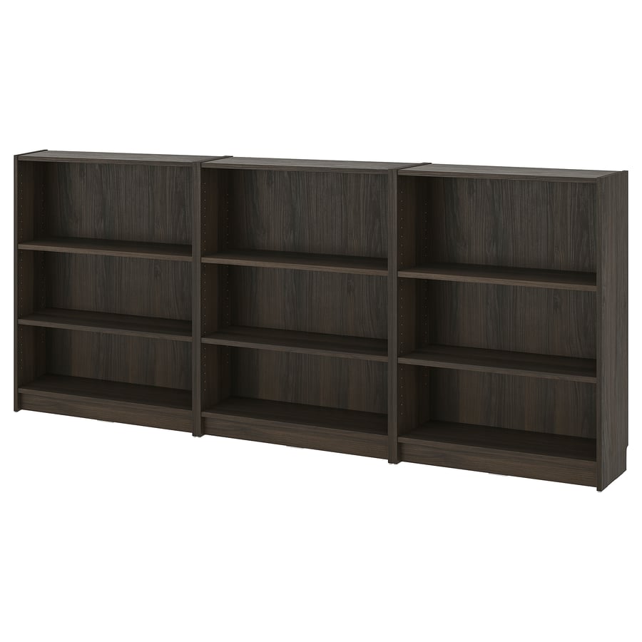 BILLY bookcase combination, dark-brown oak effect, 941/2x11x413/4" - IKEA