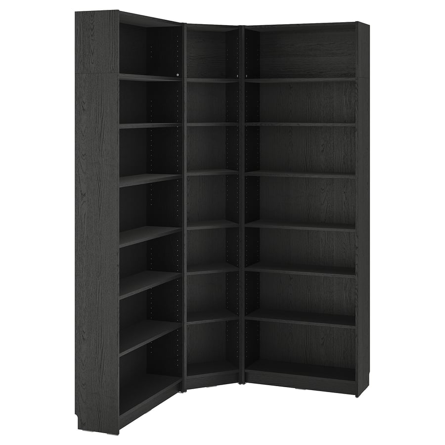 BILLY bookcase corner comb w ext units, black oak effect, 531/2/531 ...
