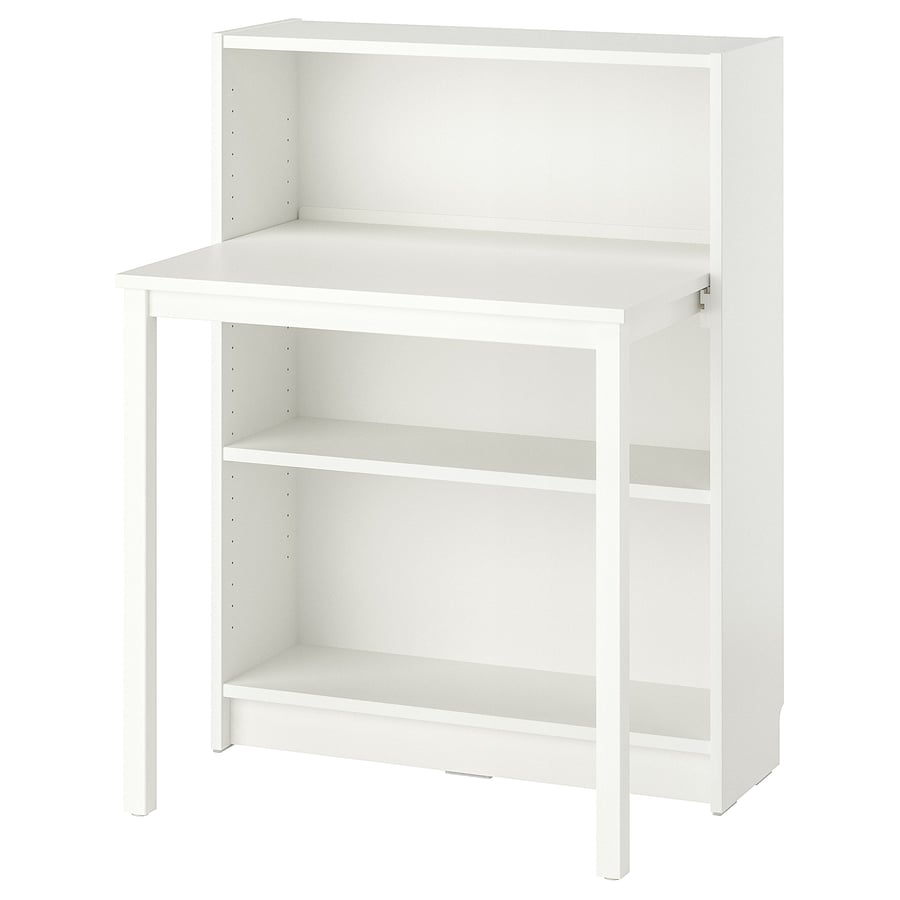 BILLY Bookcase with desk, white, 311/2x413/4" - IKEA