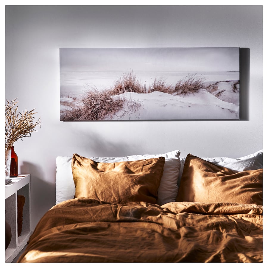 BJÖRKSTA picture and frame, sand dunes/aluminum color, 55x22" - IKEA US
